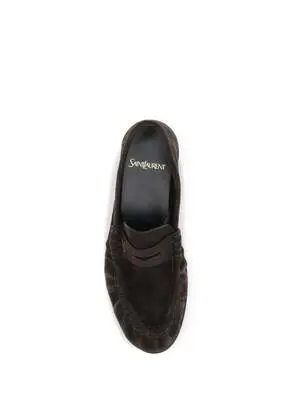 Saint Laurent Le Loafer Suede Loafers - Brown