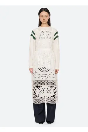 Sea Gardener Embroidered Apron Top - White