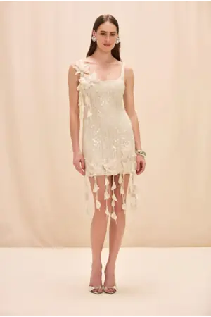 Ivory Beaded Mini Dresses