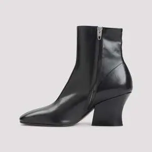 JIL SANDER Lune Sculptural Block Heel Ankle Boots - Black