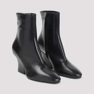 JIL SANDER Lune Sculptural Block Heel Ankle Boots - Black