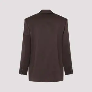 Saint Laurent Double-breasted Peak Lapel Jacket - Brown