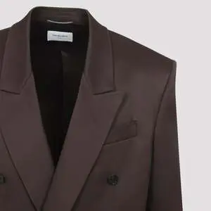 Saint Laurent Double-breasted Peak Lapel Jacket - Brown