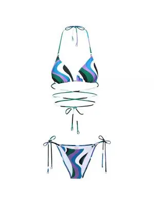DAZE DAYZ Abstract Print Wrap Bikini - Blue