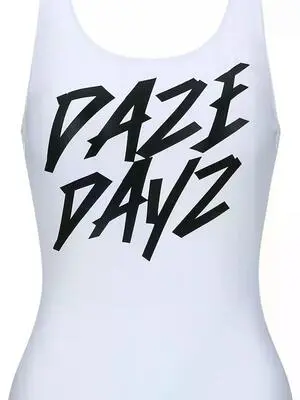 DAZE DAYZ Logo-print Criss-cross Swimsuit - White