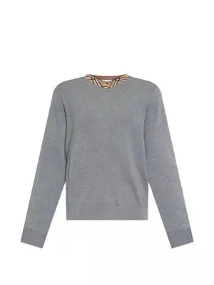 Burberry V-neck Check-trim Sweater