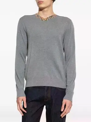 Burberry V-neck Check-trim Sweater