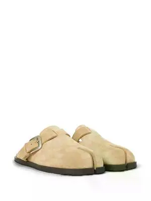 MAISON MARGIELA Suede Tabi Buckle Mules - Neutrals