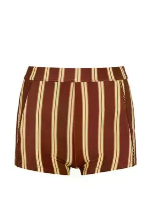 DAMSON MADDER Trudi Stripe Pattern Crochet Trim Shorts
