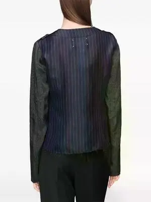 MAISON MARGIELA Patchwork Pinstripe V-neck Top