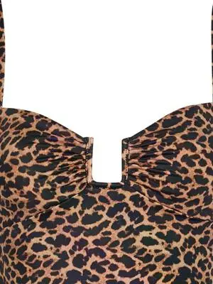 AWAY THAT DAY Cannes Leopard-print Ruched Swimsuit