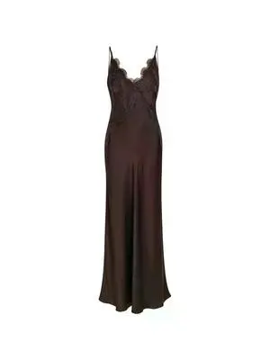 Shona Joy Simona Lace-trim Slip Maxi Dress In Dark - Brown