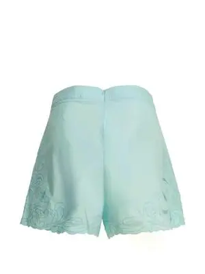 JULIET DUNN Embroidered Scallop Shorts - Blue
