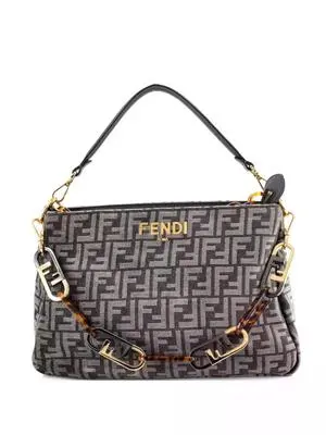 Fendi O'lock Zip Shoulder Bag Zucca Chenille Hobo Bag - Grey