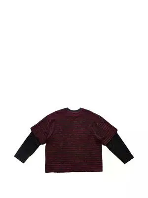 SONG FOR THE MUTE Striped Crew Neck Sweater - Red