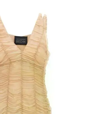 GIOVANNI BEDIN Smocked Silk-chiffon Dress
