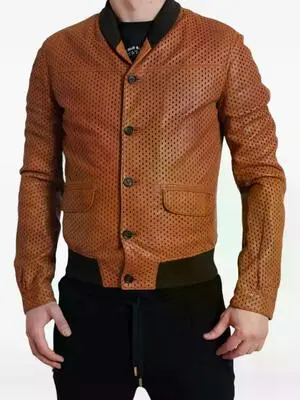 Dolce & Gabbana Perforated Leather Jacket - Brown