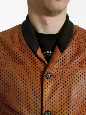 Dolce & Gabbana Perforated Leather Jacket - Brown