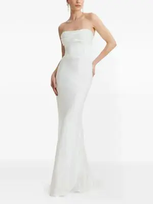 FRAMBOISE Lyris Strapless Draped Maxi Dress