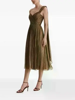 FRAMBOISE Kassia Plissé-effect One-shoulder Midi Dress