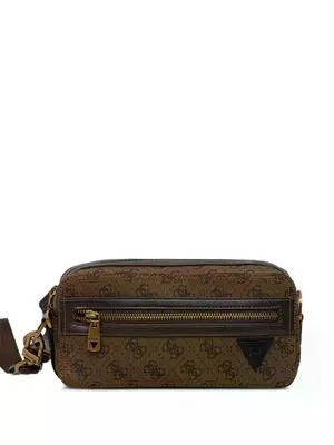 Guess Monogram Print Messenger Bag - Brown