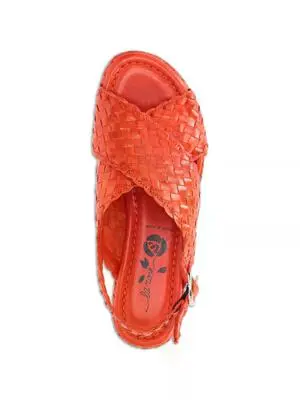 LA ROSE Woven Crossover Platform Sandals - Orange
