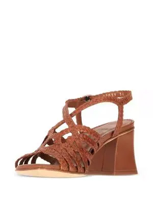 LA ROSE Woven Cage-strap Sandals
