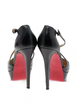 CHRISTIAN LOUBOUTIN Leather Criss-cross Platform Stiletto Heeled Pumps