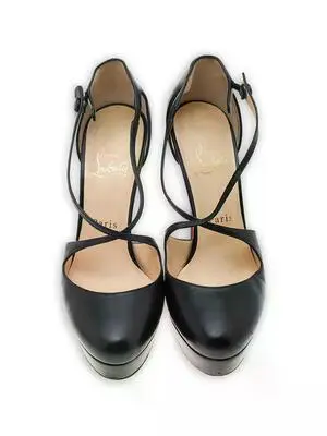 CHRISTIAN LOUBOUTIN Leather Criss-cross Platform Stiletto Heeled Pumps