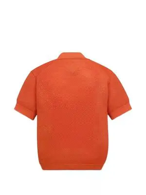Mcm Logo-patch Open-knit Polo Shirt