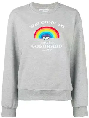 CHIARA FERRAGNI Rainbow Print Sweatshirt - Grey