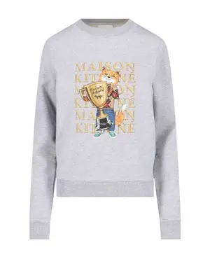 Maison Kitsuné Cotton Sweatshirt With Fox Champion Print - Gray