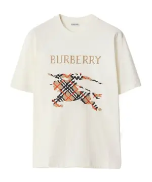 Burberry Logo Detailed Crewneck T-shirt - Chalk
