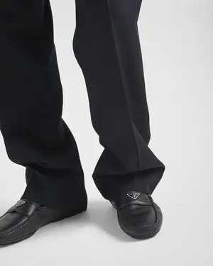 Prada Leather Driving Loafers With Rubber Soles - Black