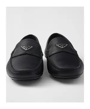 Prada Leather Driving Loafers With Rubber Soles - Black