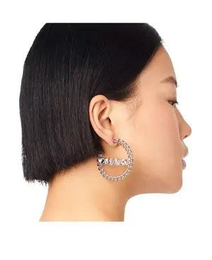 Marc Jacobs Chain Hoop Earrings With Heart Pendants