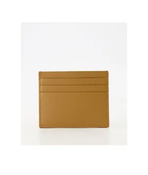 Prada Saffiano Leather Card Holder - Camel