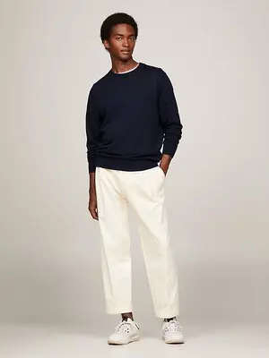 Tommy Hilfiger Crew Neck Sweater With Flag Embroidery