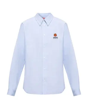 Kenzo Boke Flower Logo Embroidered Buttoned Shirt - Blue