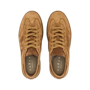 Hogan Croc Effect Suede Sneakers With Maxi Sole - Light Brown