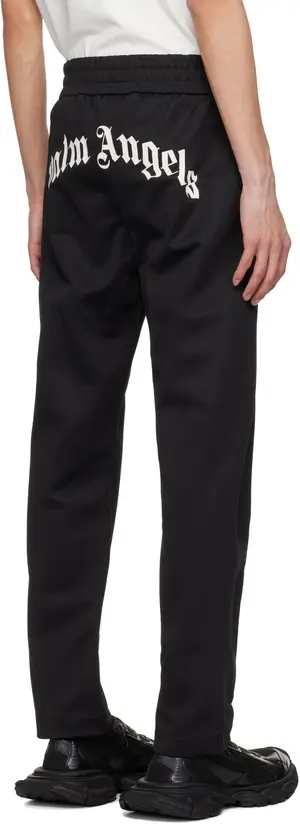 Palm Angels Curved Logo Printed Sweatpants - Black