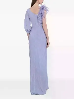 GEMY MAALOUF Feather-trimmed Asymmetrical Dress
