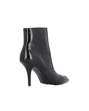 Pinko Lucy Leather Ankle Boots With Metal Toe Cap