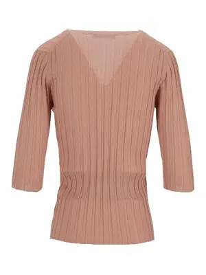 Lela Rose V-neck Ribbed Sweater