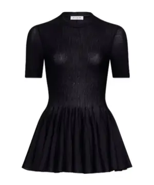 Alaïa Short-sleeve Peplum Blouse