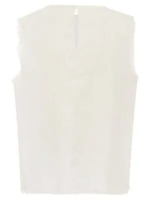 Antonelli Firenze Sleeveless Linen Jumper With Fringed Edges