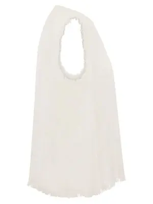 Antonelli Firenze Sleeveless Linen Jumper With Fringed Edges