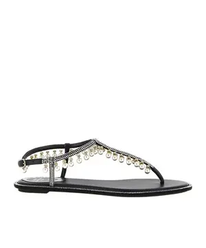 Rene Caovilla Embellished Diana Sandals - White/black