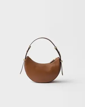 Prada Arquè Crescent Shoulder Bag - Cognac