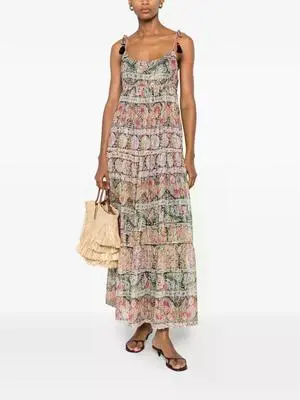 Rixo Paisley Print Tiered Dress